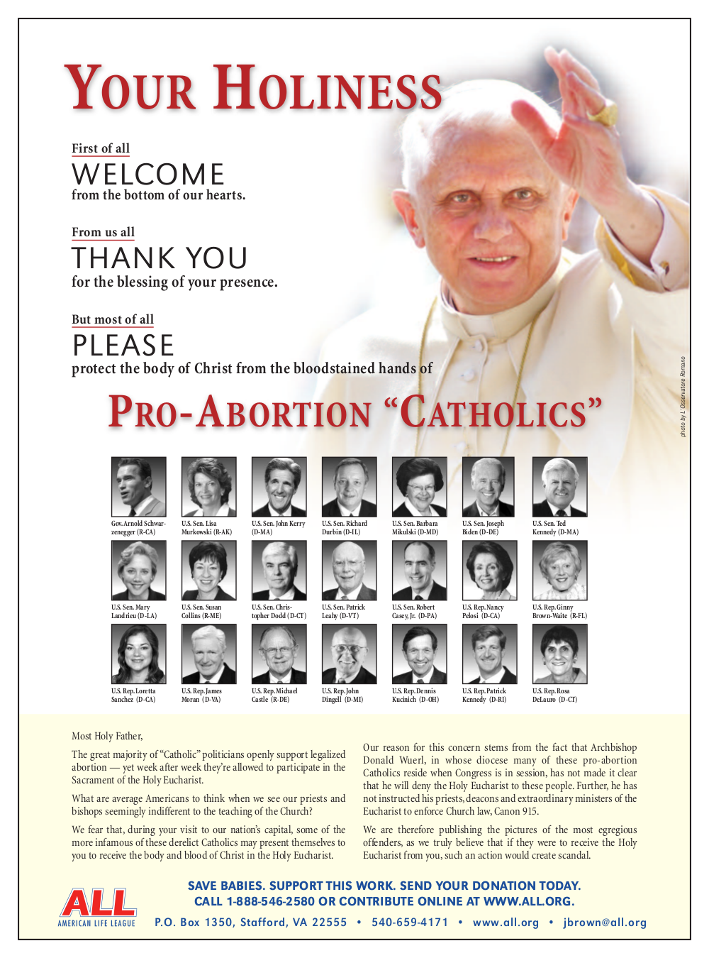 American Life League | Pro-life advertising