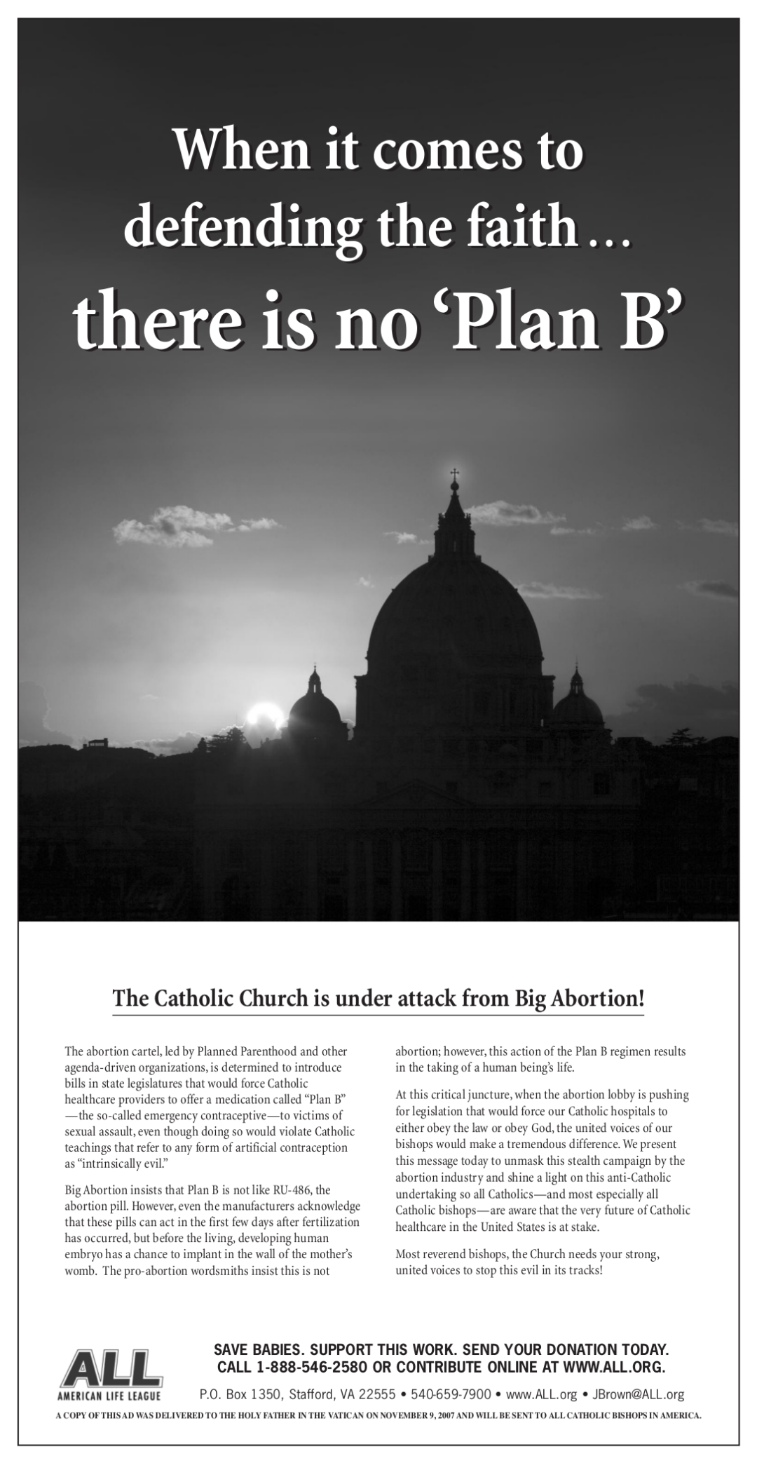 American Life League | Pro-life advertising